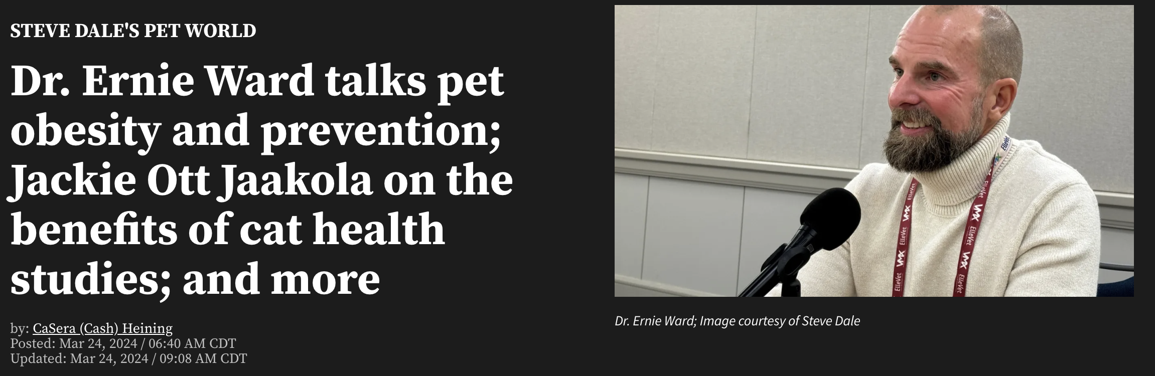 Dr. Ernie Ward talks pet obesity and prevention with Steve Dale on WGN Radio — Association for ...